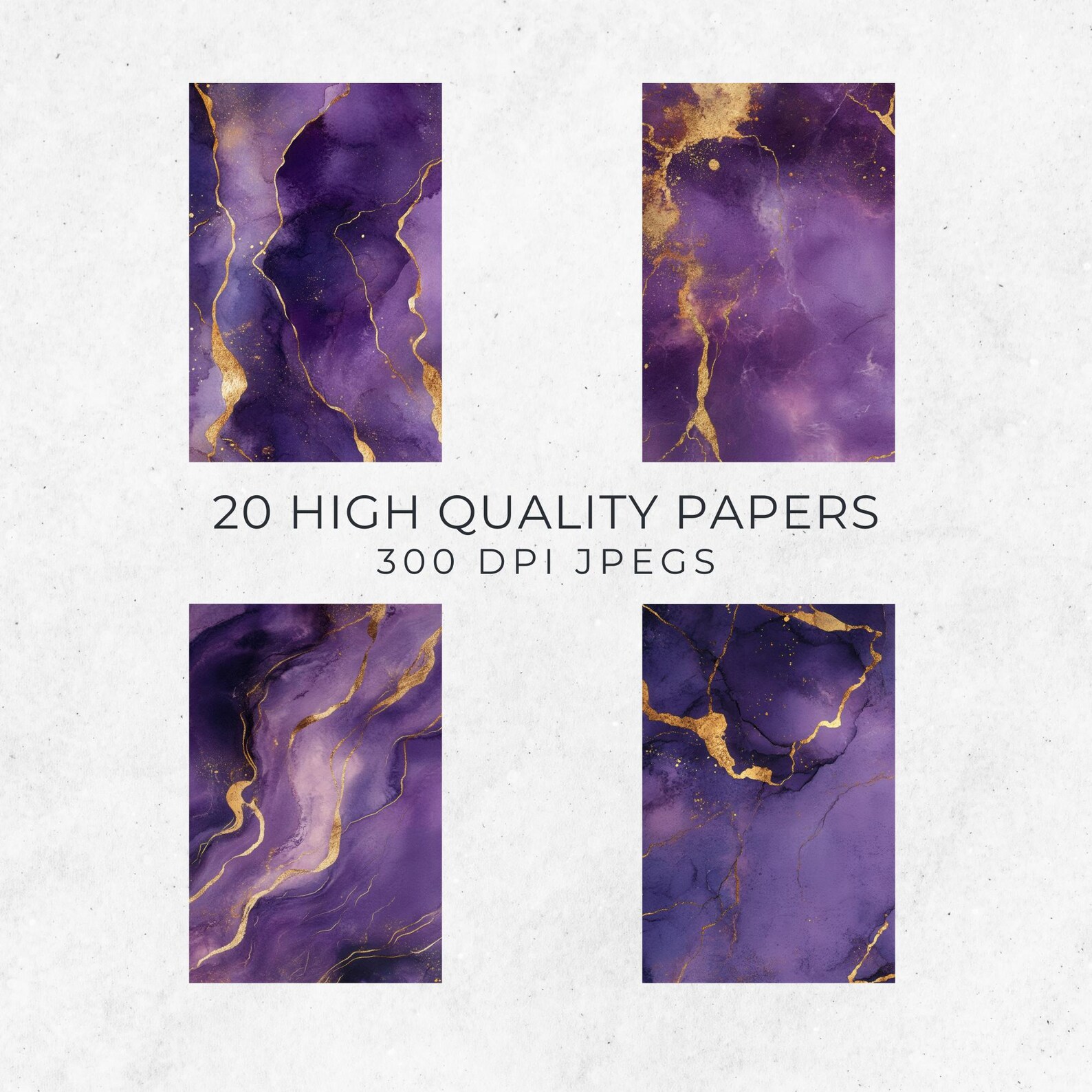 Gold & Purple Watercolor Texture Backgrounds: Scrapbooking Paper ...