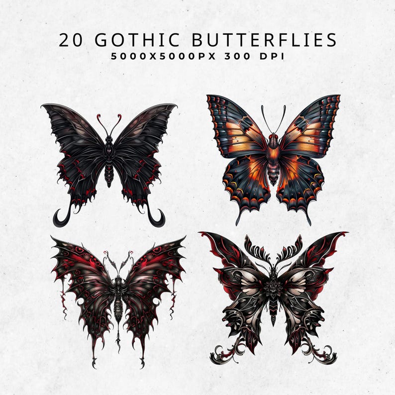 Gothic Butterfly Clipart: Steampunk Celestial Moth PNG Bundle (digital ...