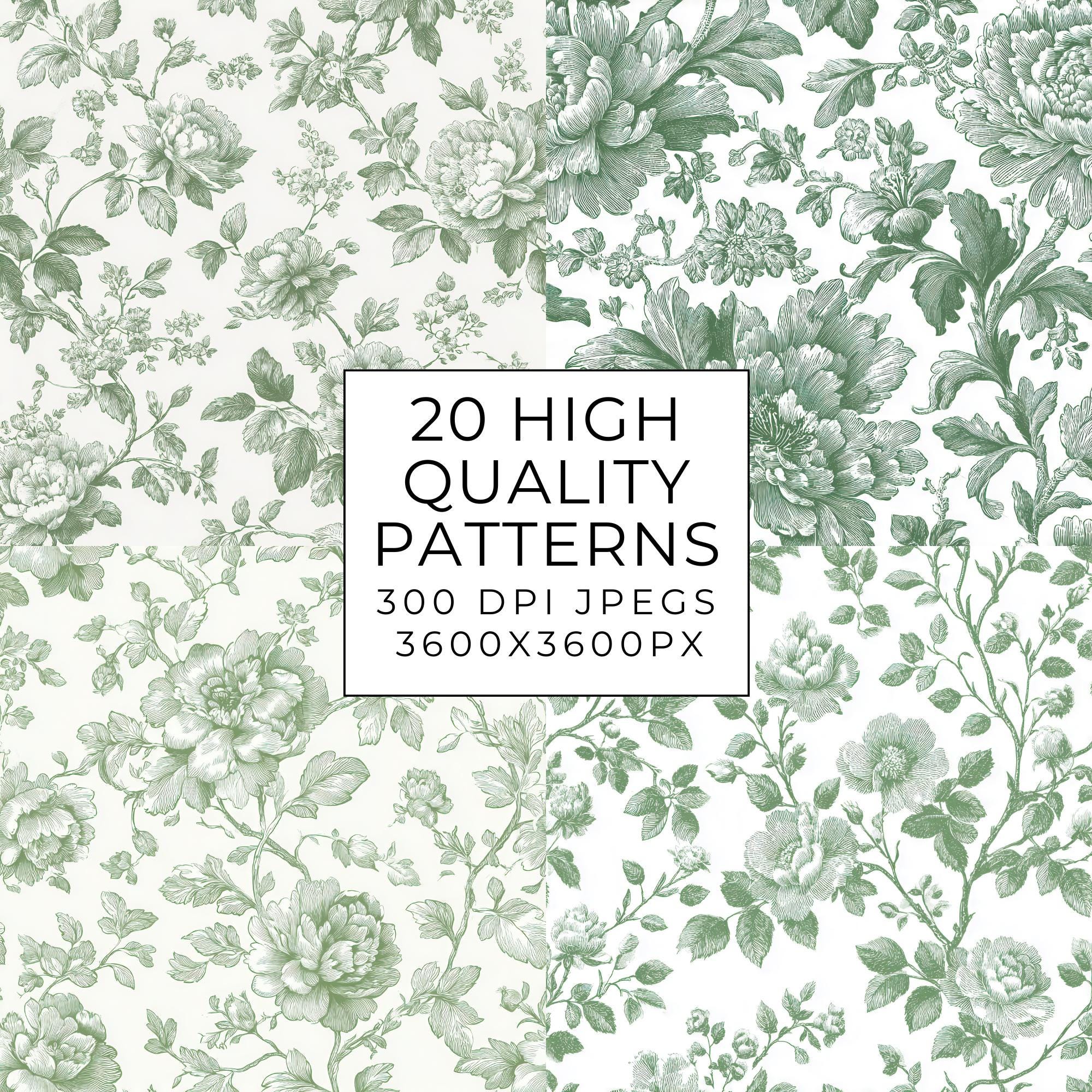 Sage Green Toile Digital Paper: Chinoiserie Tile Patterns (digital ...
