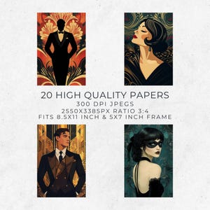 Art Deco Digital Paper, Printable Backgrounds for Scrapbooking, Elegant ...