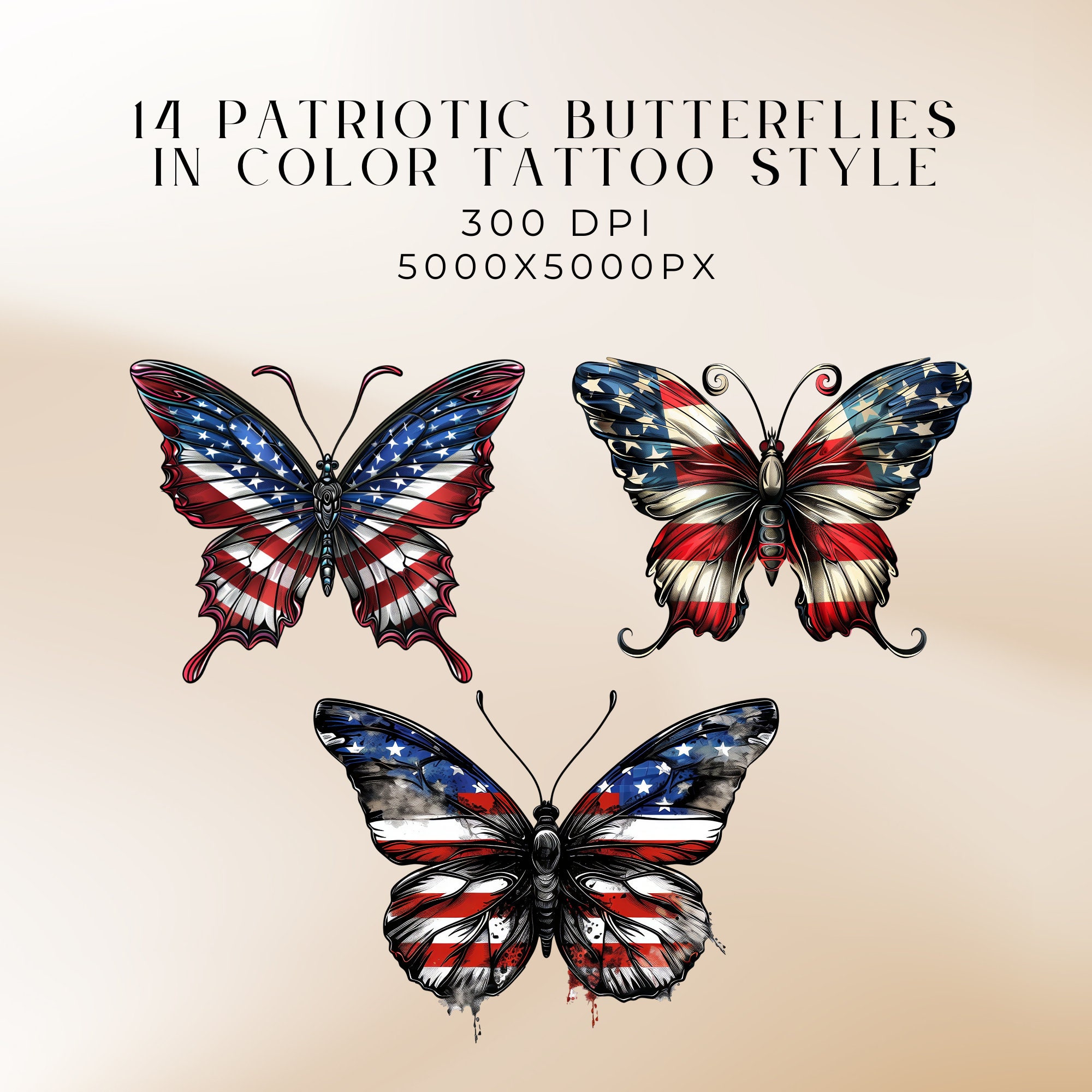 Patriotic Butterfly PNG, 4th July Patriotic Butterflies Garden ...