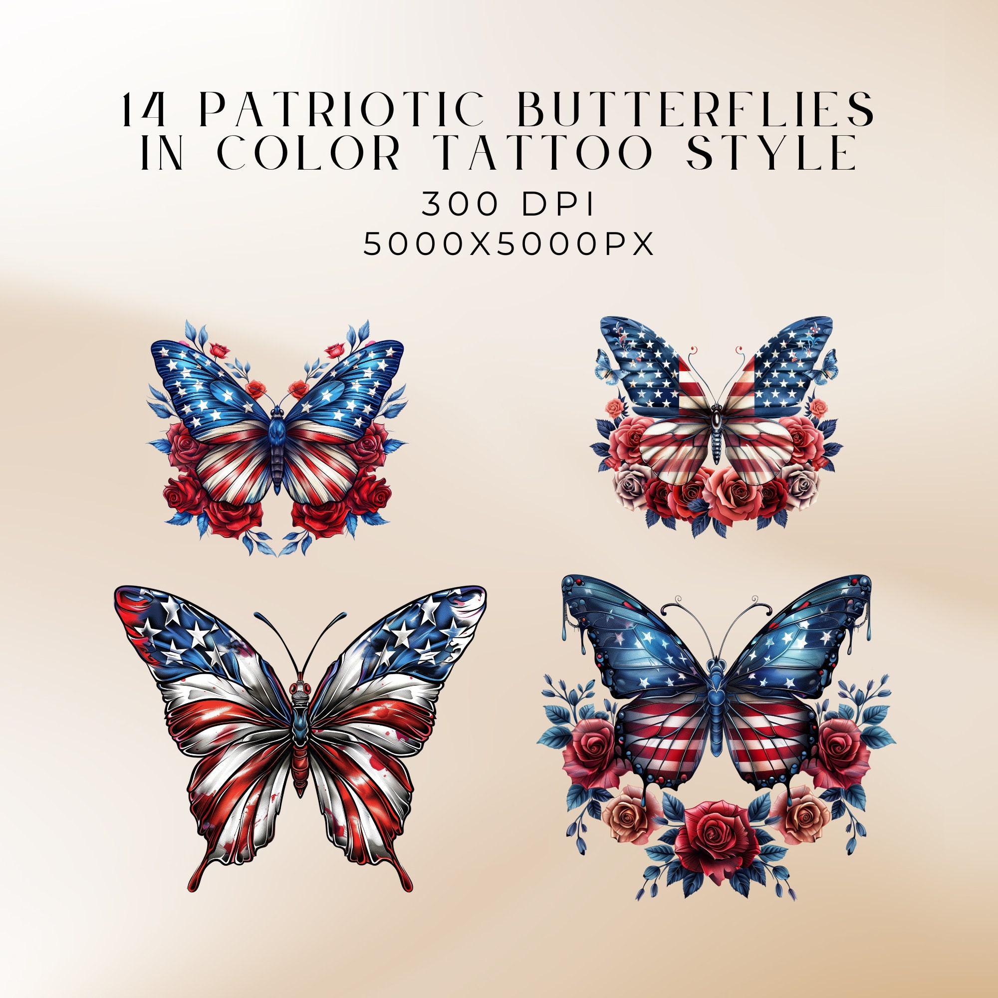 Patriotic Butterfly PNG, 4th July Patriotic Butterflies Garden ...