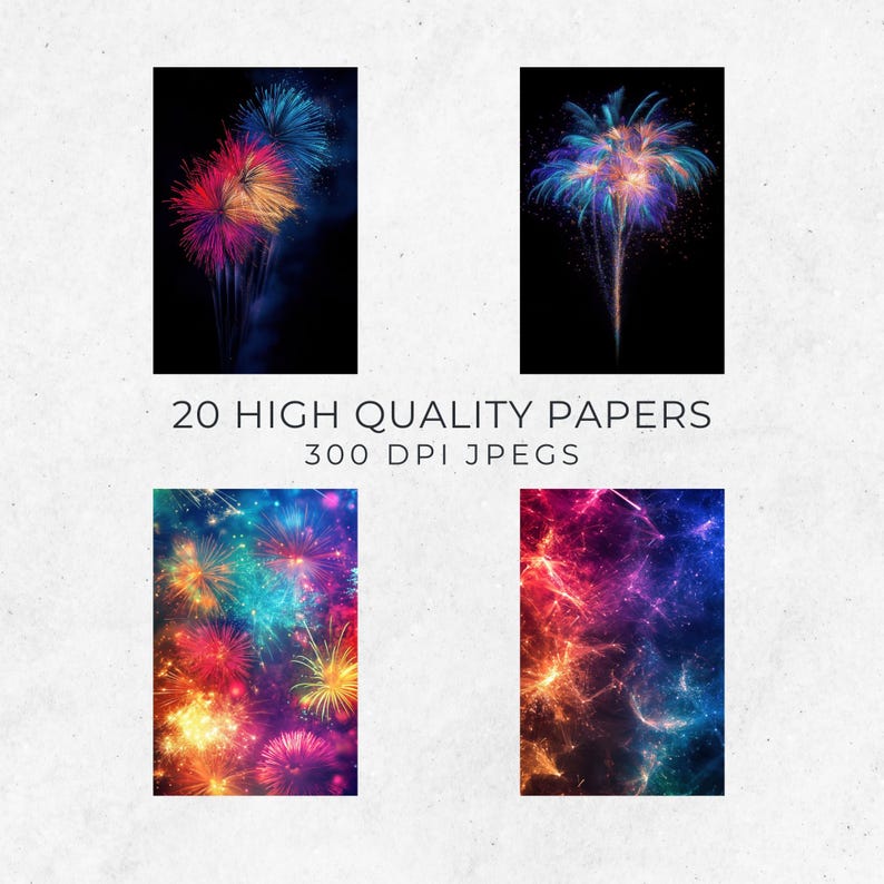Colorful Firework Background Papers: 20 Vibrant Jpegs (digital Download ...
