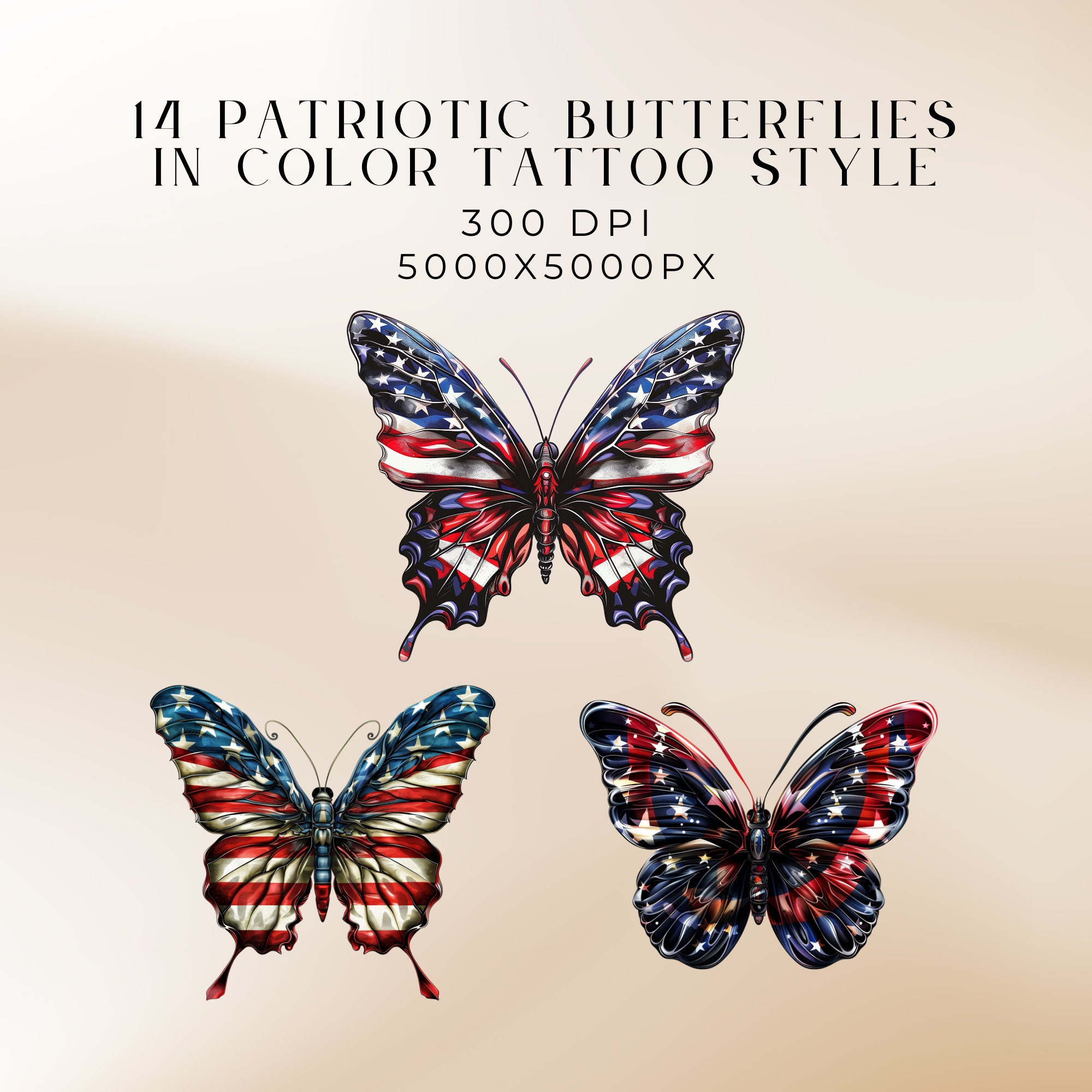 Patriotic Butterfly PNG, 4th July Patriotic Butterflies Garden ...
