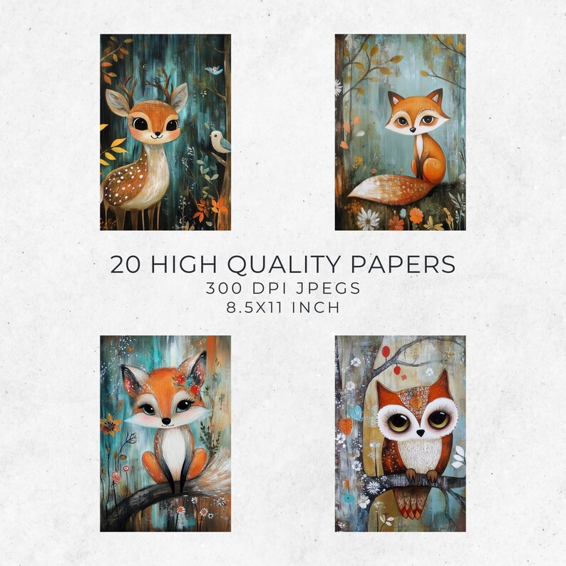 Woodland Animals Watercolor Prints: Whimsical Forest Nursery Art ...