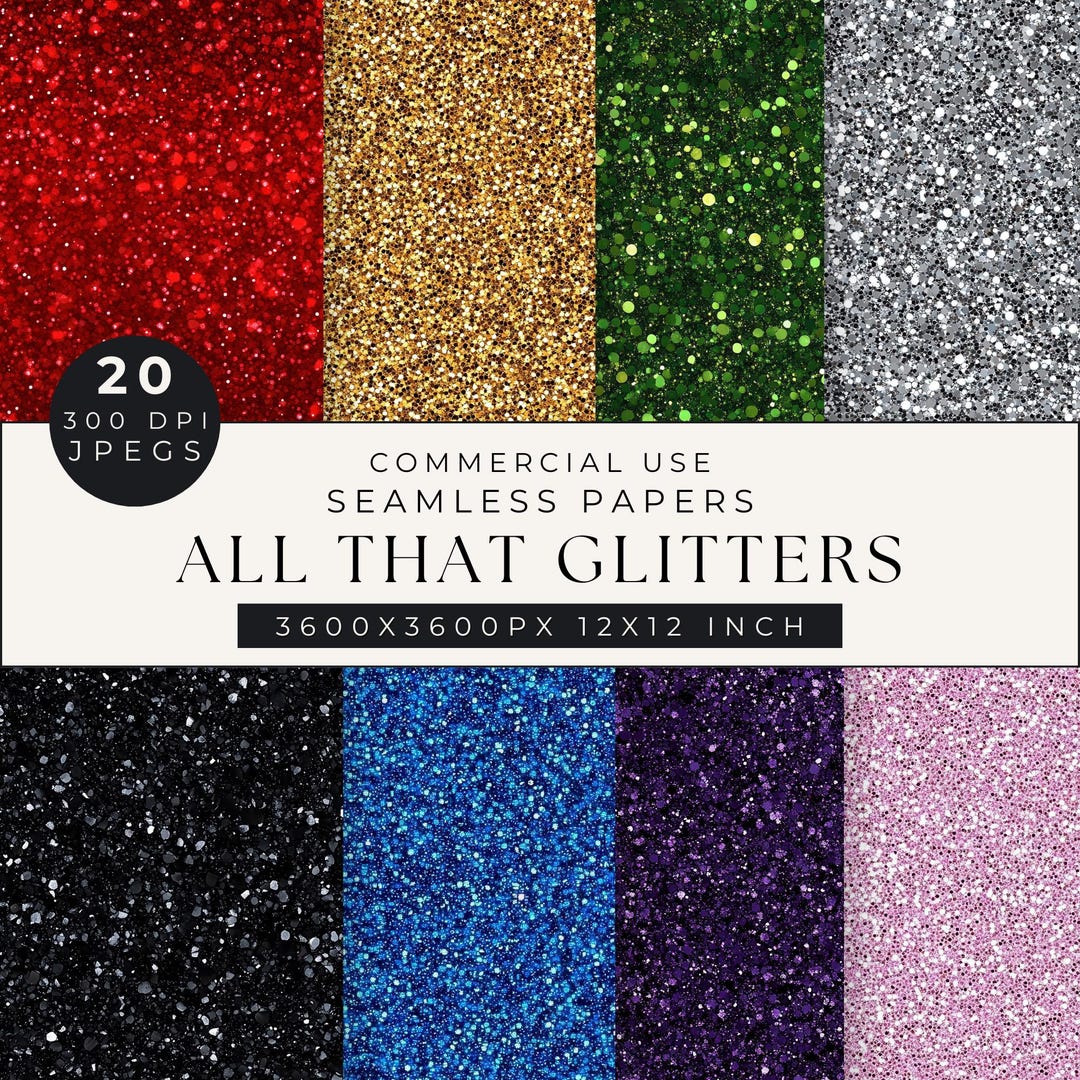 Rainbow Glitter Digital Paper: Chunky Seamless Patterns (digital ...