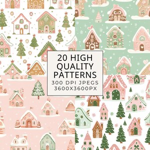 Gingerbread Houses Seamless Digital Paper, Christmas Digital Papers ...