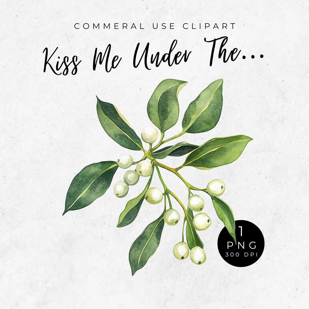 Watercolor Mistletoe Clipart: Christmas Festive Art (digital Download ...
