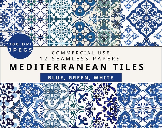24 Moroccan Tile Digital Paper Images, Instant Download, Clip Art ...
