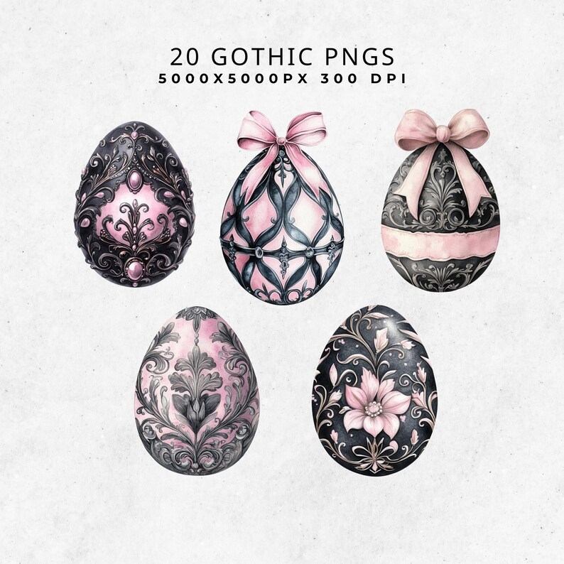 Gothic Easter Eggs Clipart: Dark Fantasy Ornaments (digital Download ...