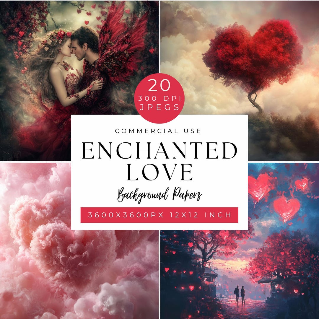 Ethereal Valentines Digital Papers, Romantic Backgrounds, Printable Art ...