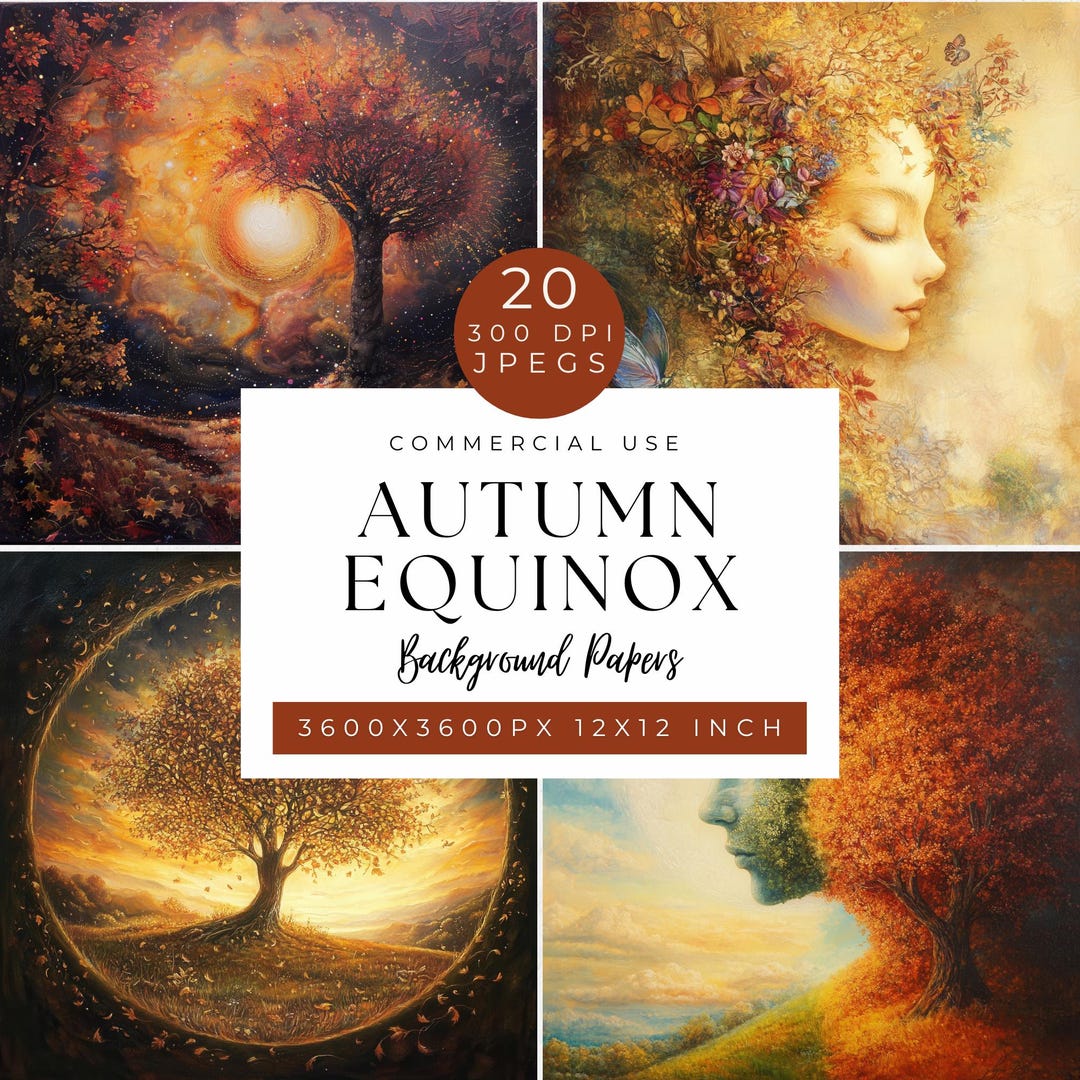 Watercolor Autumn Leaves Digital Paper: Pagan Wiccan Backgrounds ...