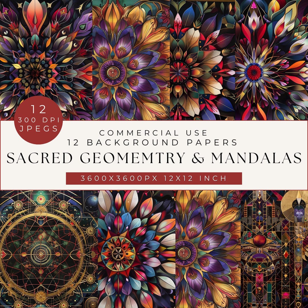Mandala Clipart, Mandala Background Papers, Mandala Patterns, Printable ...