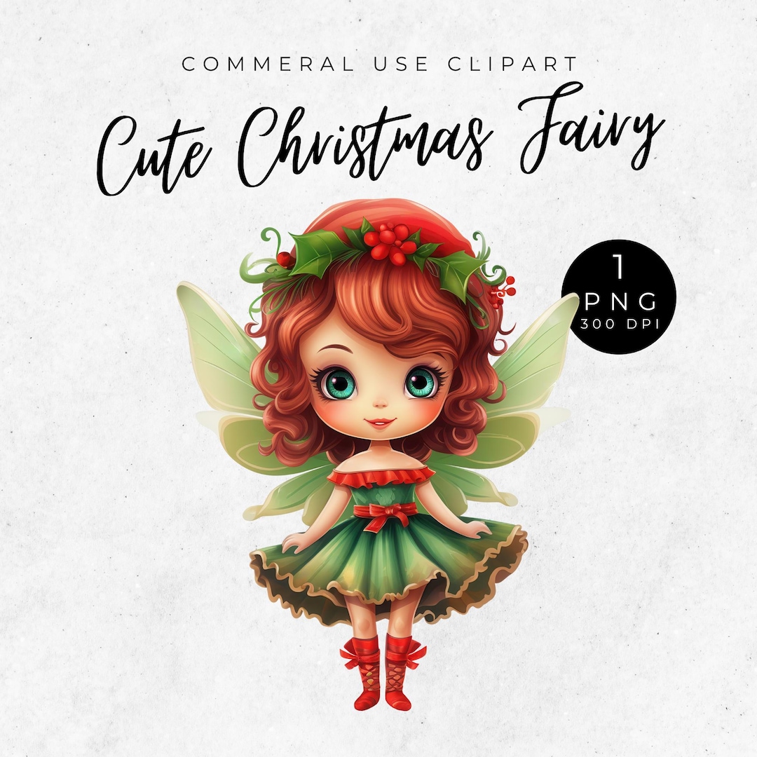 Cute Christmas Fairy Clipart, Fantasy Clipart, Cute Festive Designs ...