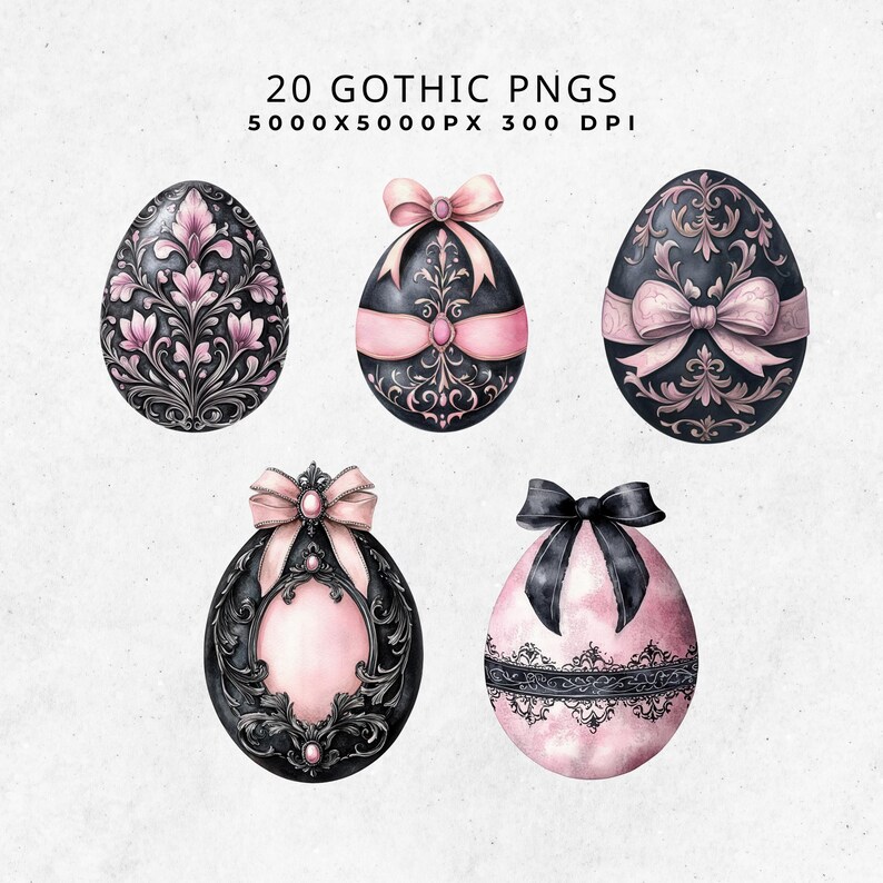 Gothic Easter Eggs Clipart: Dark Fantasy Ornaments (digital Download ...