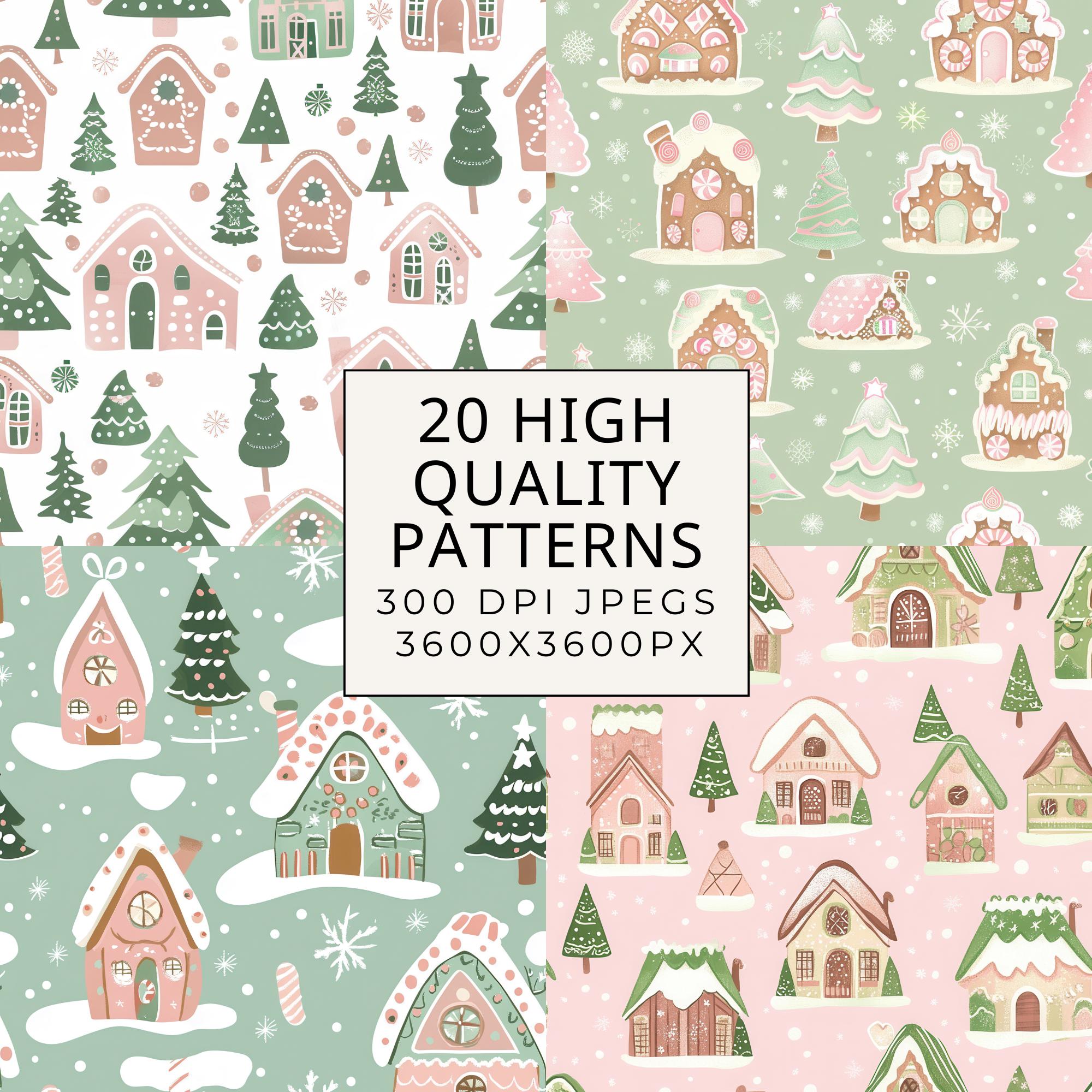 Gingerbread Houses Seamless Digital Paper, Christmas Digital Papers ...