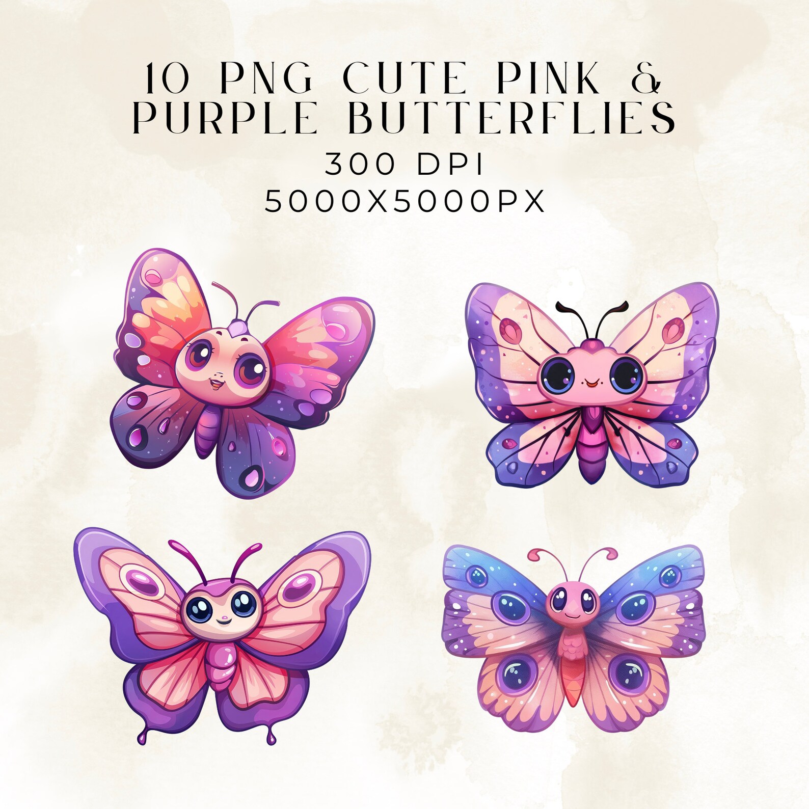 Cute Pink & Purple Butterfly Clipart, Butterfly PNG, Spring Clipart ...