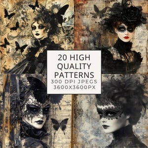 Victorian Masquerade Digital Paper: Gothic Scrapbook Backgrounds (JPEG ...
