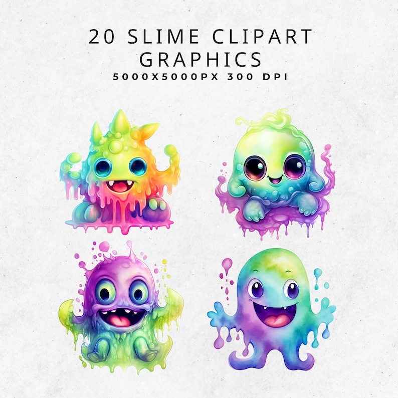 Neon Slime Clipart: Splatter Drips PNG Graphics (digital Download) - Etsy