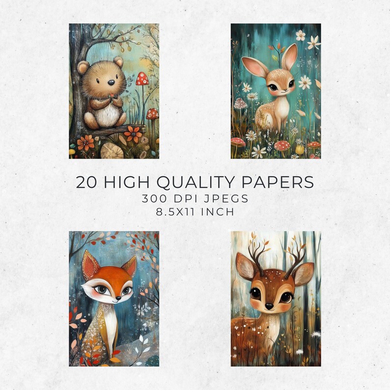 Woodland Animals Watercolor Prints: Whimsical Forest Nursery Art ...