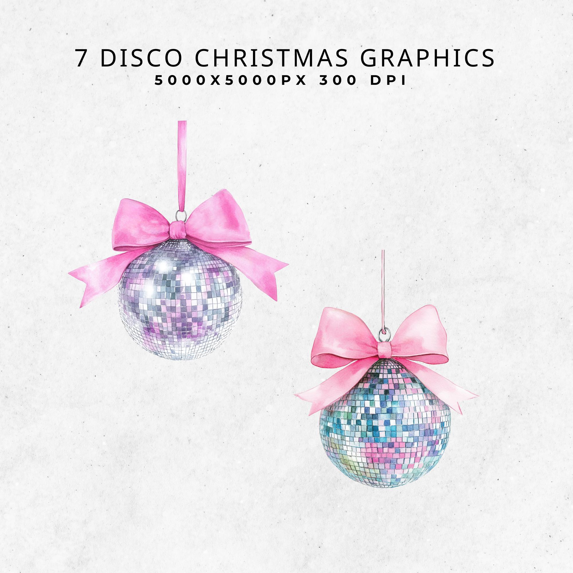 Retro Disco Christmas Clipart: Pink Bow Ornaments (digital Download) - Etsy
