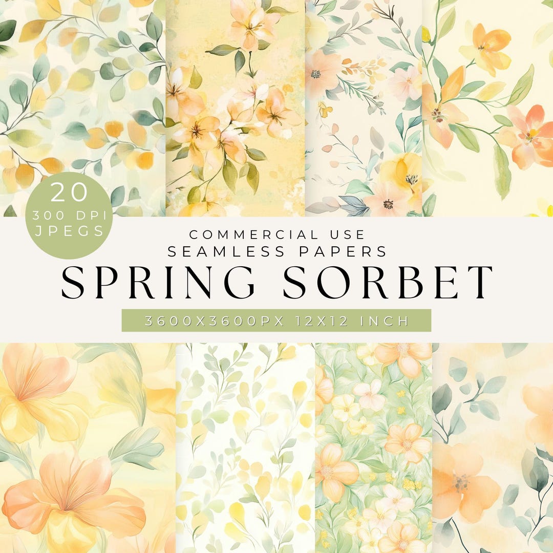Spring Floral Seamless Digital Papers, Watercolor Spring Floral ...