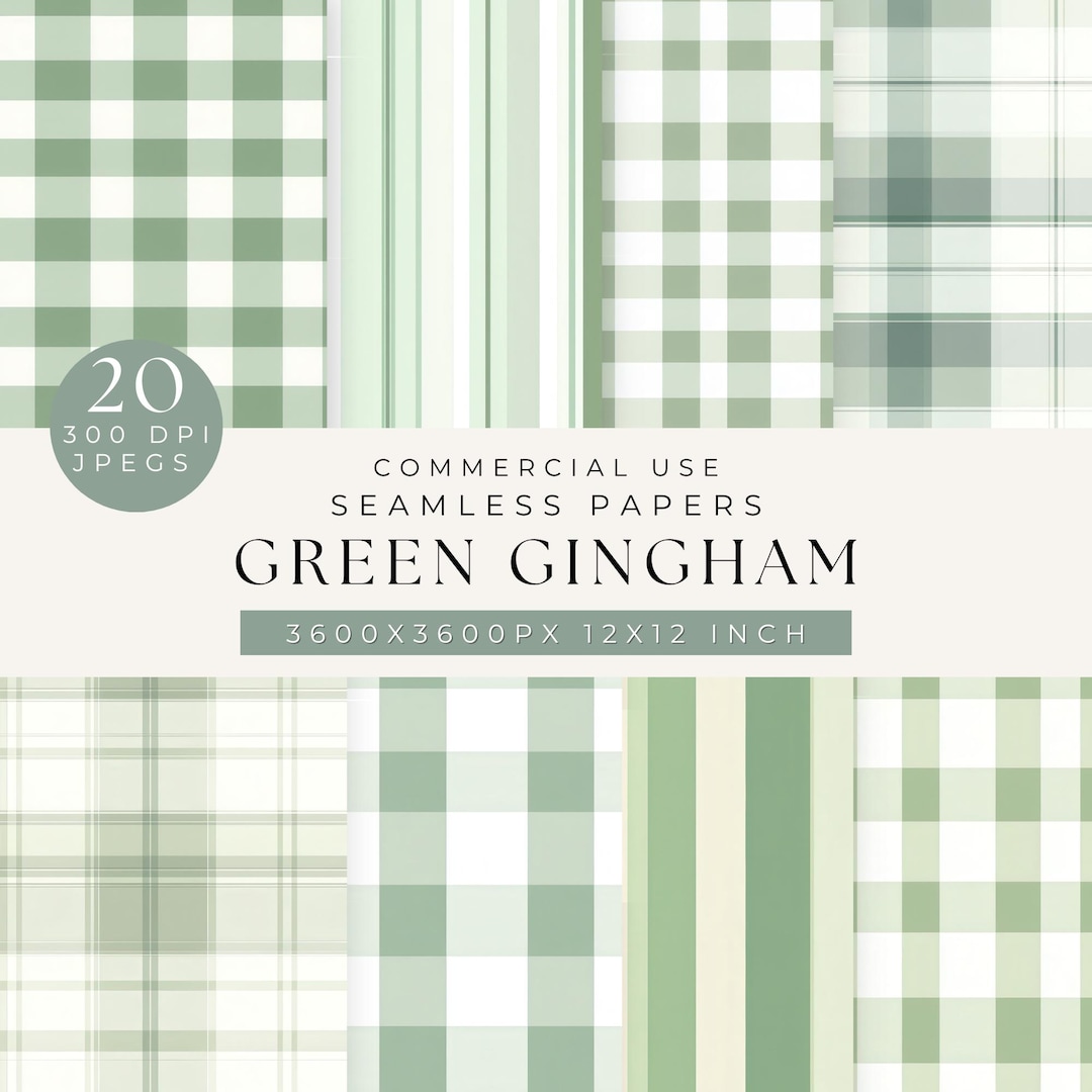 Sage Green Gingham Pattern Digital Paper, Seamless Background Texture ...