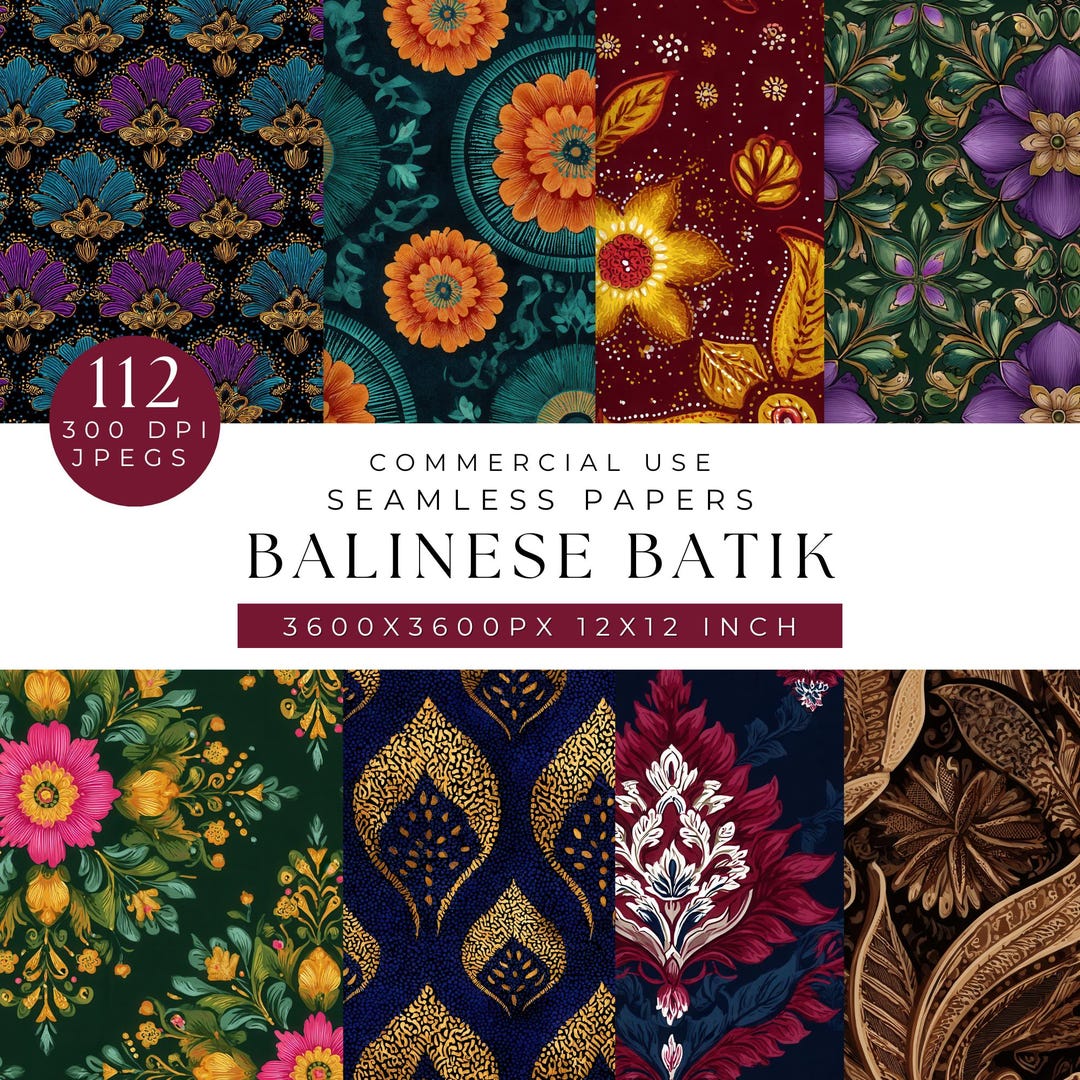Balinese Batik Digital Paper Pack: Scrapbooking & Crafts (12x12 Inch ...