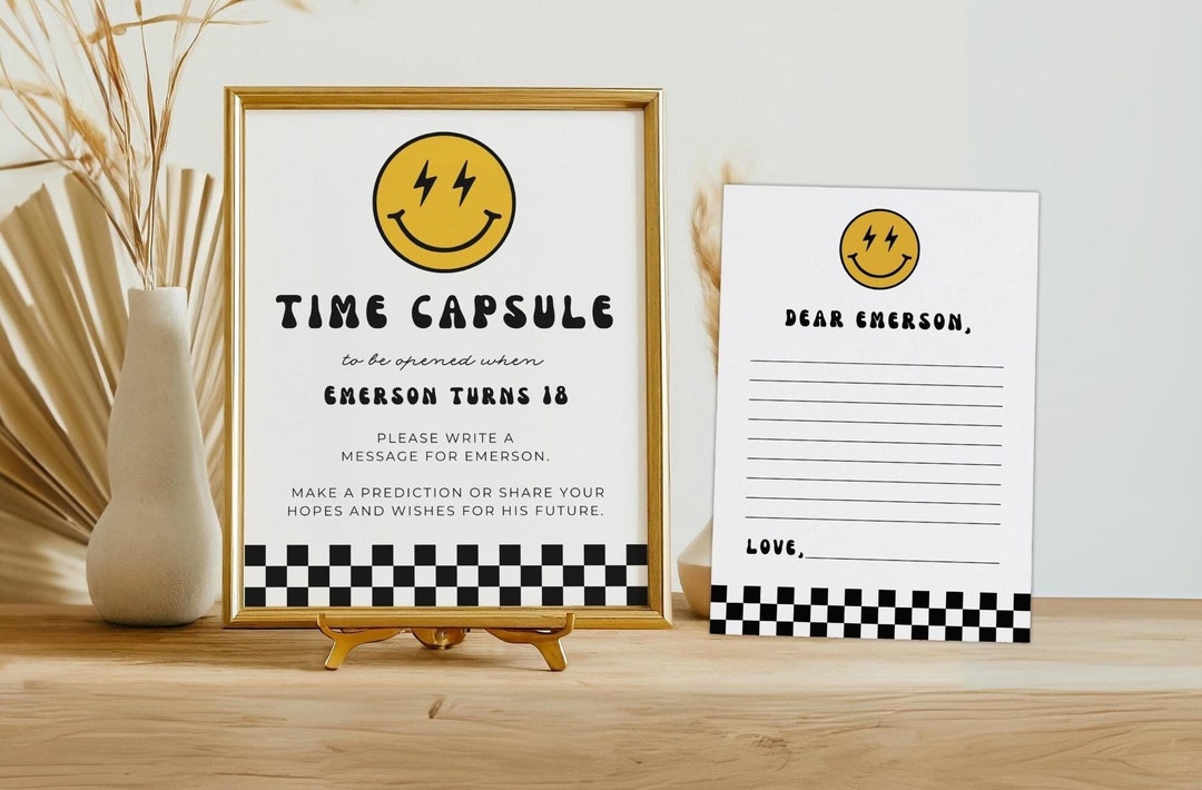One Happy Dude Time Capsule, Printable 1st Birthday Boy Sign, Editable ...