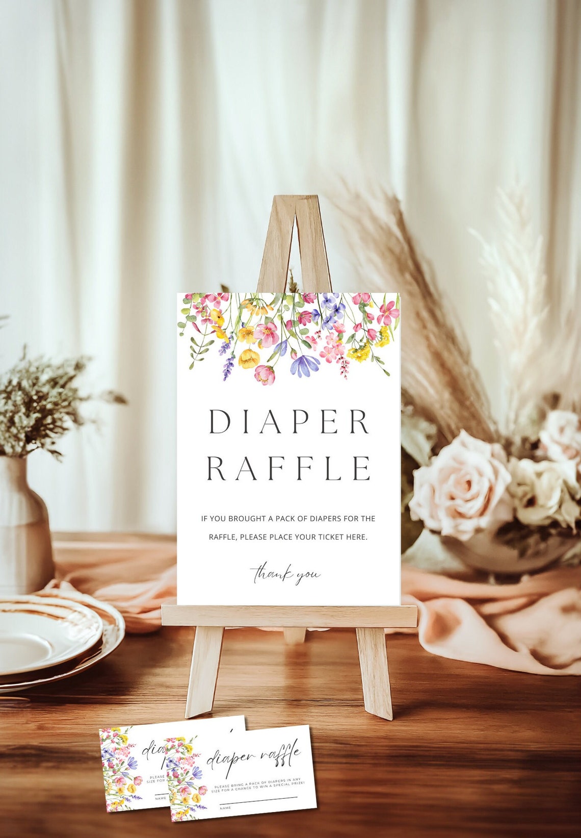 Diaper Raffle Sign, Printable Diaper Raffle Card, Baby in Bloom Baby ...