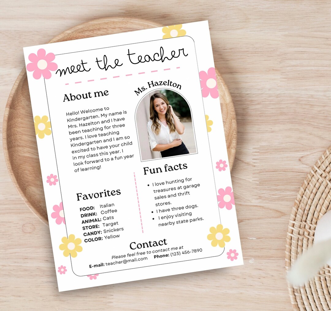 Meet the Teacher Meet the Student Teacher Editable Printable Canva ...