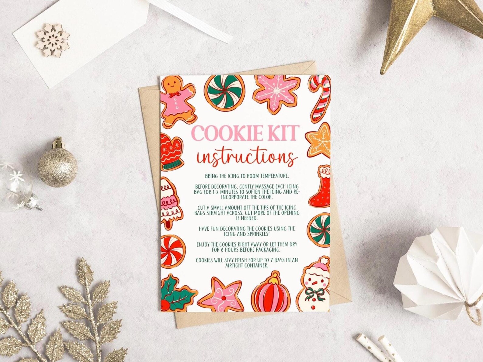 Christmas Cookie Kit Instructions Template, Editable Cookie Decorating ...