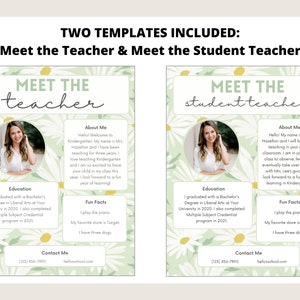 Meet the Teacher Introduction Letter Meet the Student Teacher Form ...