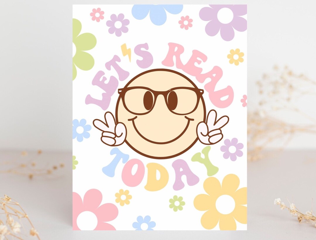 Reading Corner Poster, Groovy Classroom Decor Printable, Pastel ...