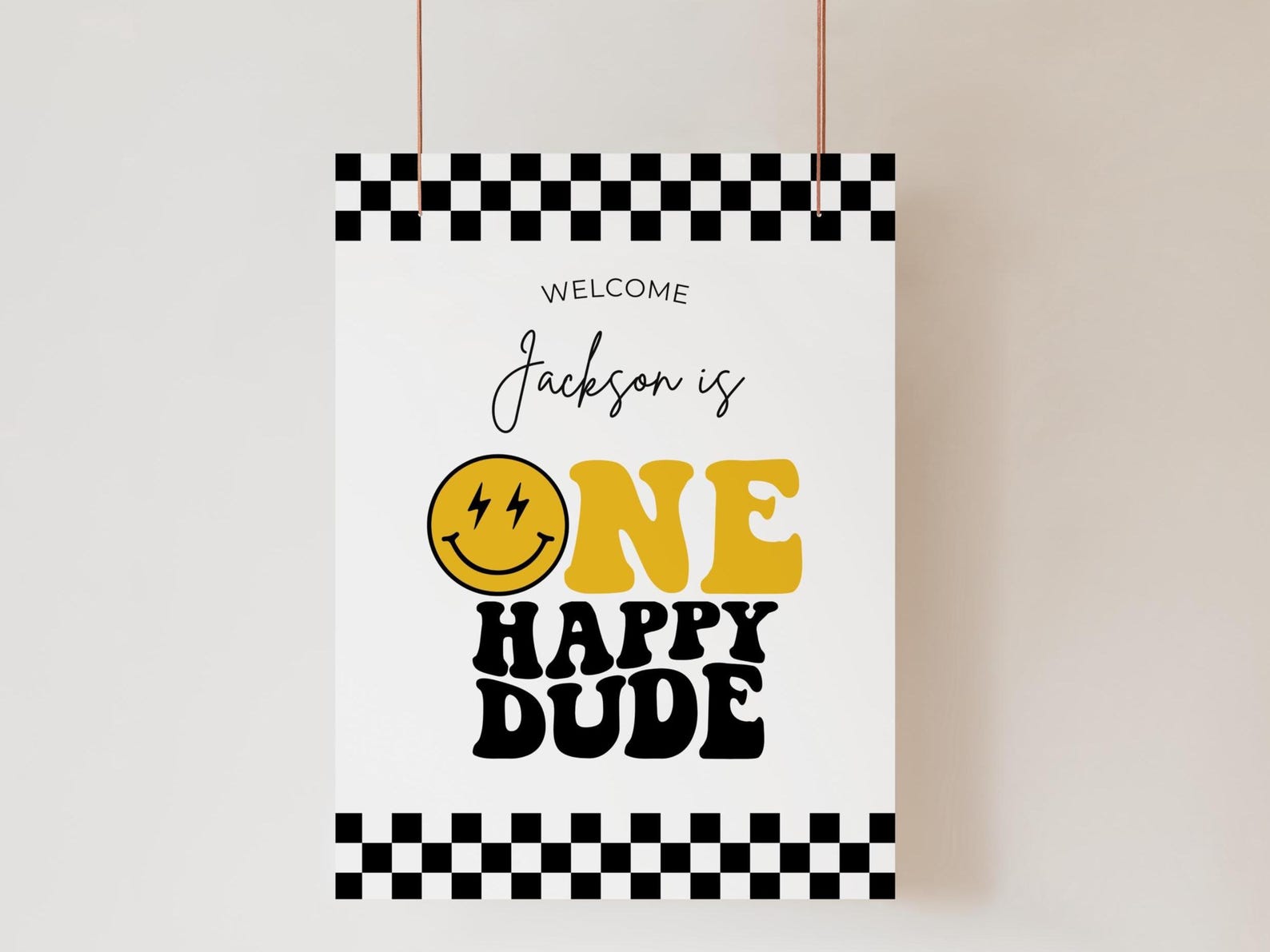 One Happy Dude Welcome Sign, Editable 1st Birthday Boy Welcome Sign ...