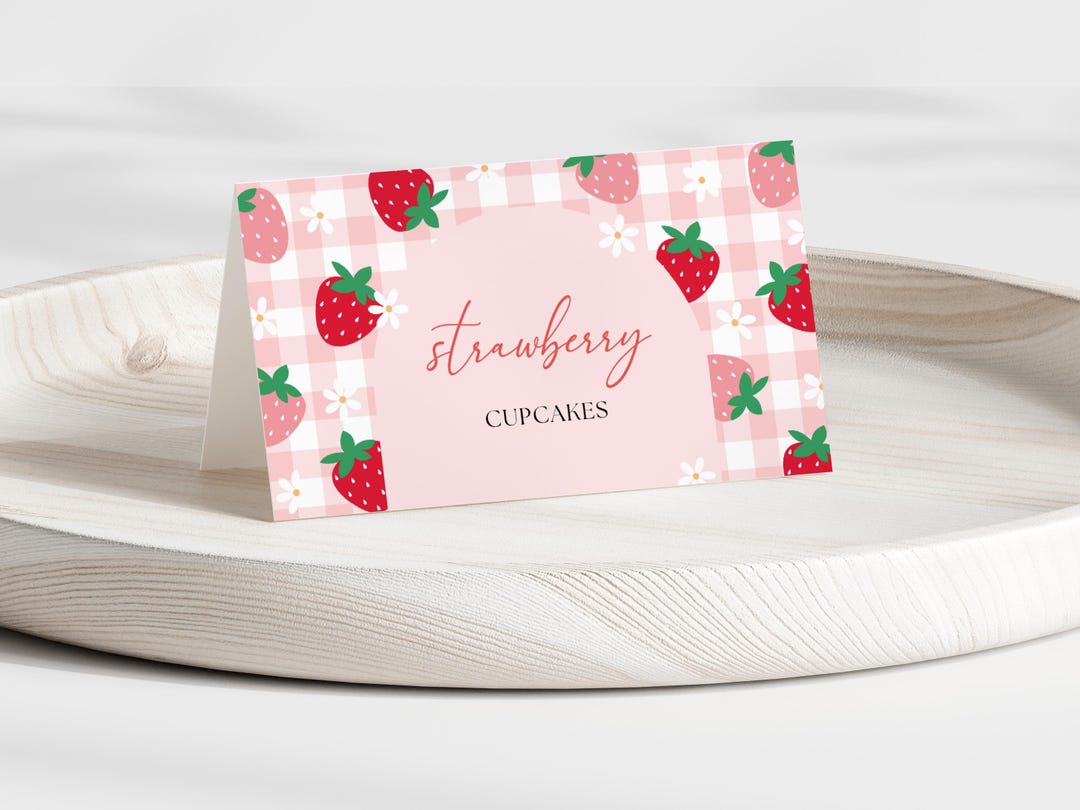 Berry First Birthday Food Label Cards, Editable Strawberry 1st Birthday ...