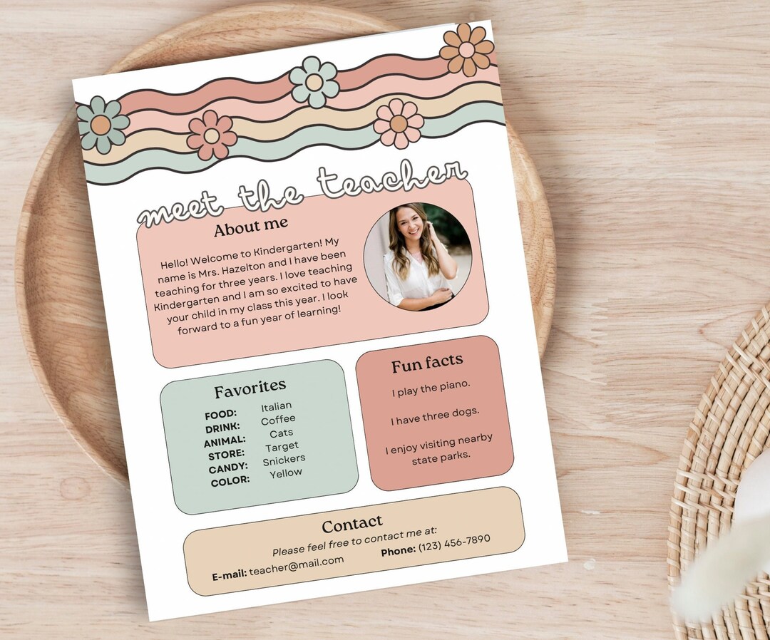 Meet the Teacher Editable Template, Printable Muted Colors Student ...