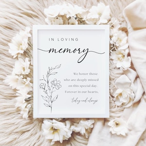 Memory Table Sign, in Loving Memory Wedding Sign, Bridal Shower Sign ...