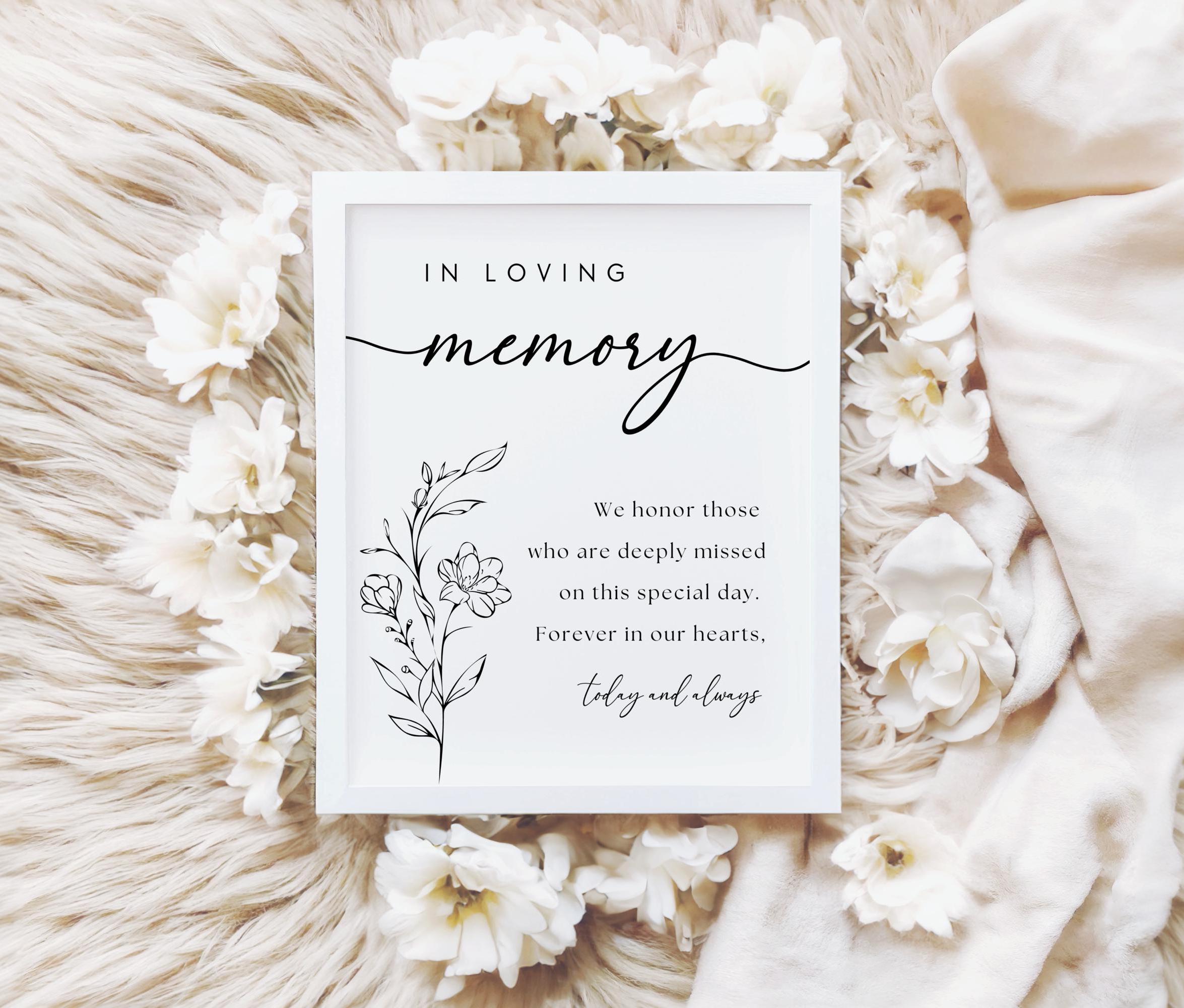 Memory Table Sign, in Loving Memory Wedding Sign, Bridal Shower Sign ...