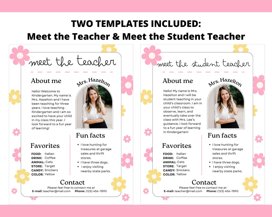 Meet the Teacher Meet the Student Teacher Editable Printable Canva ...