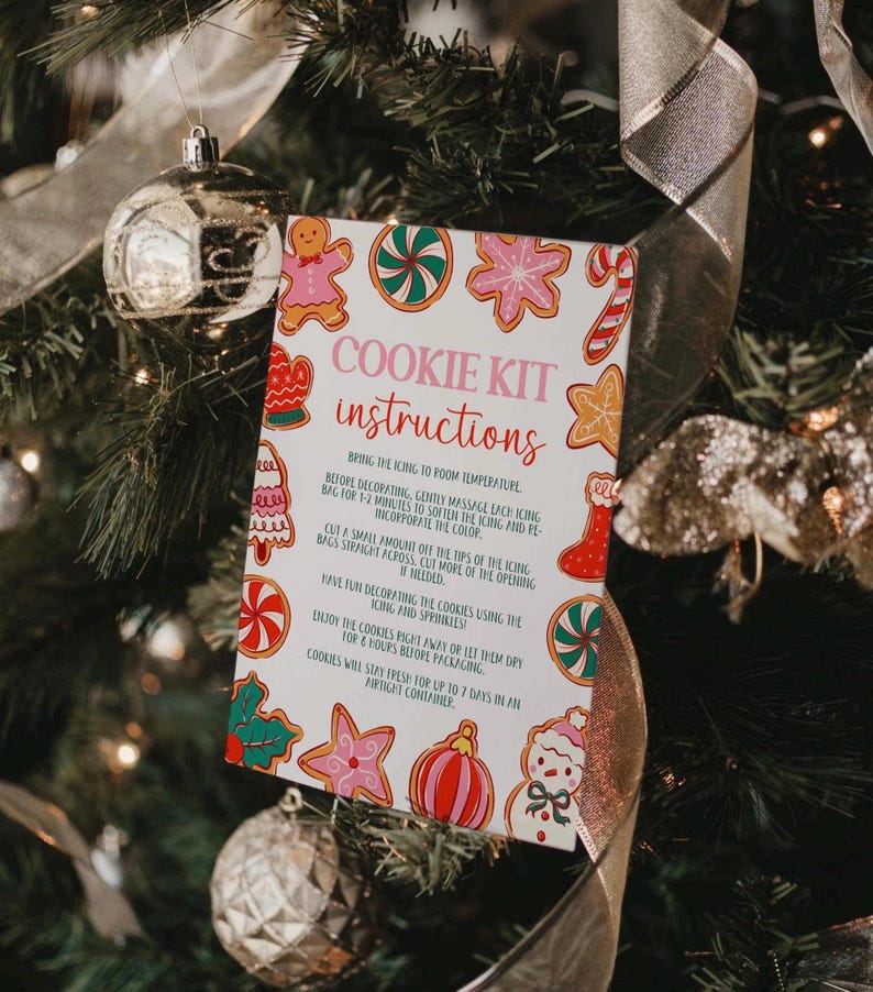 Christmas Cookie Kit Instructions Template, Editable Cookie Decorating ...