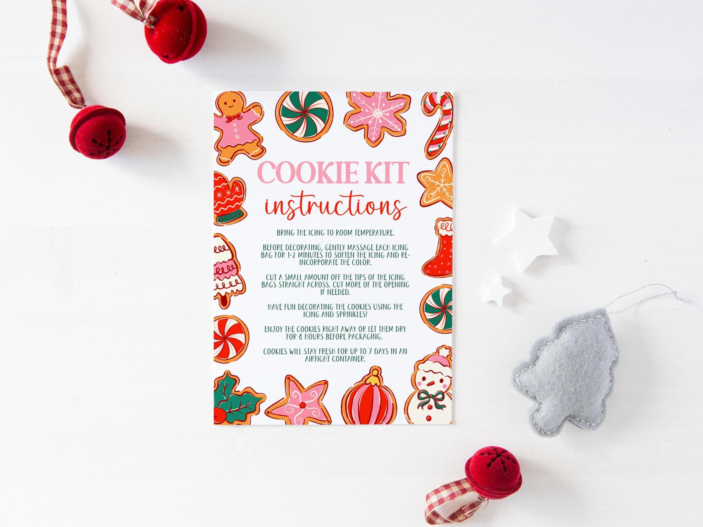 Christmas Cookie Kit Instructions Template, Editable Cookie Decorating ...