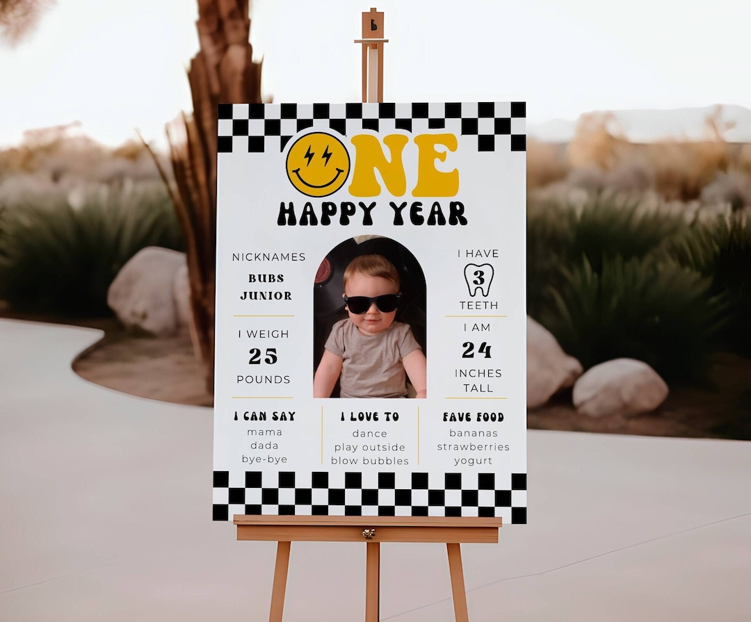 One Happy Dude 1st Birthday Milestone Poster, Editable First Birthday ...