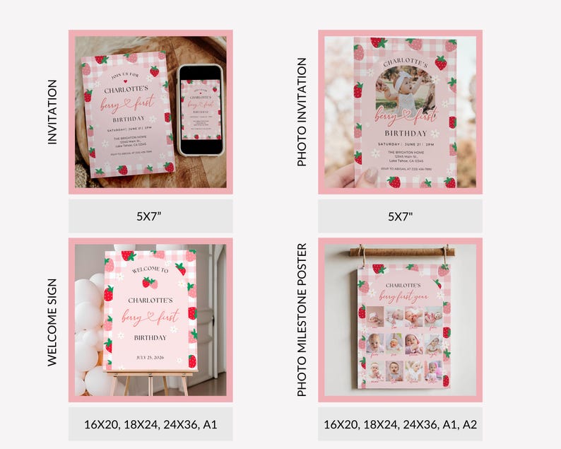Berry First Birthday Bundle, Strawberry 1st Birthday Girl Party ...
