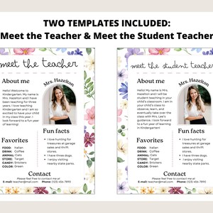 Meet the Teacher, Meet the Student Teacher, Floral Classroom Printables ...