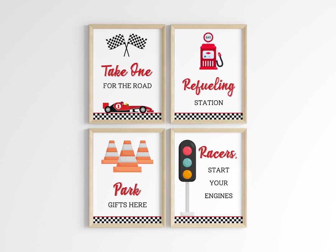Fast One Race Car Birthday Signs, Printable 1st Birthday Boy Signs ...