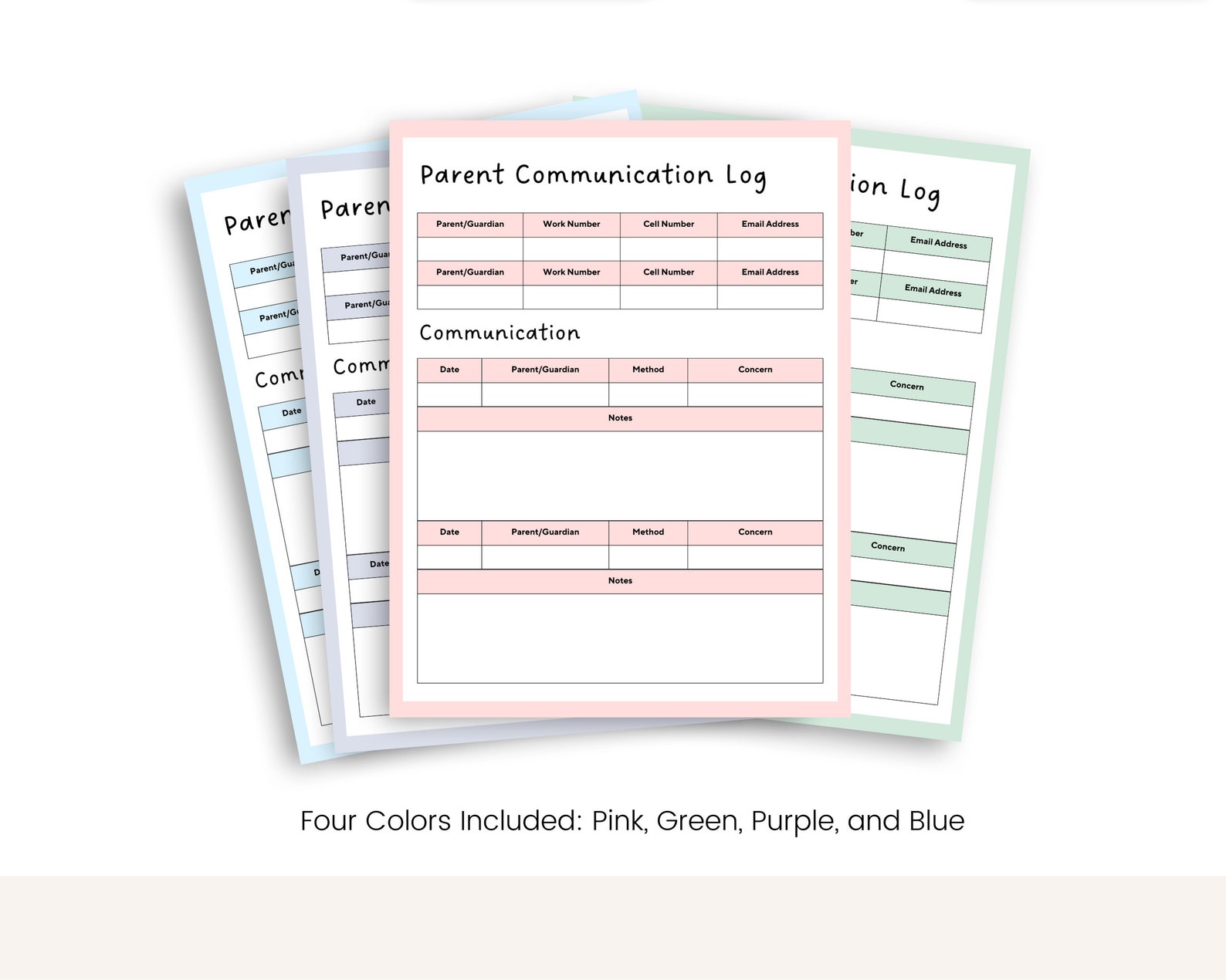 Parent Communication Log, Printable Call Log Teacher, Communication ...