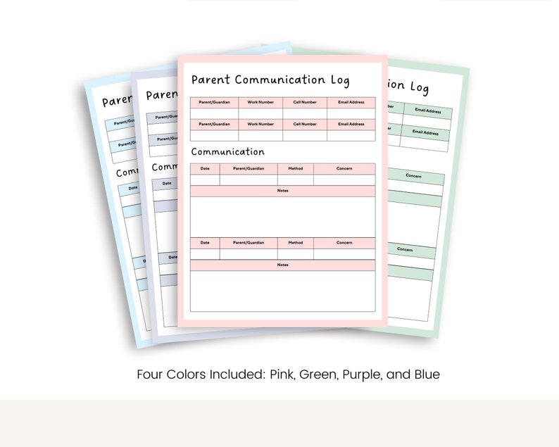 Parent Communication Log, Printable Call Log Teacher, Communication ...