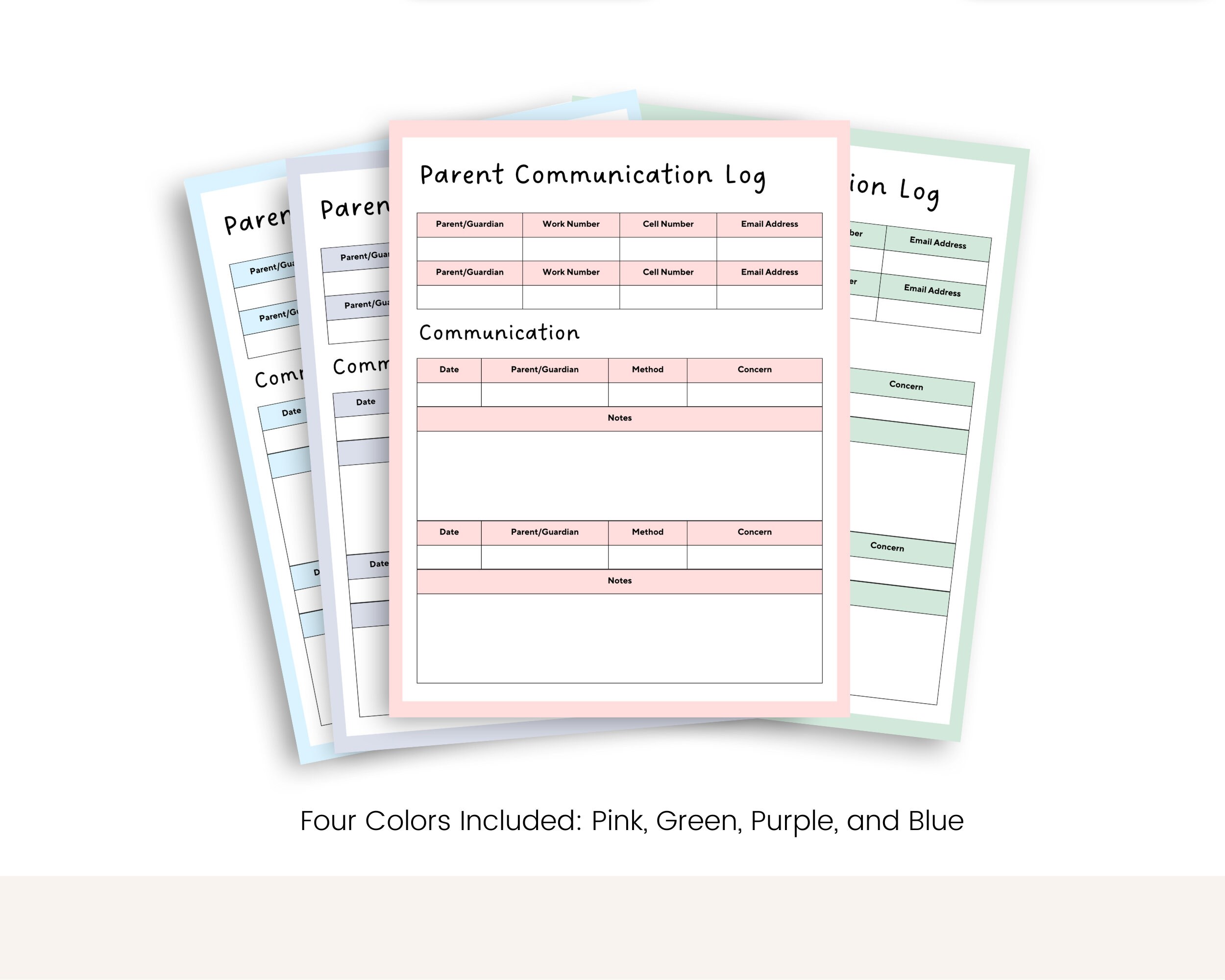 Parent Communication Log, Printable Call Log Teacher, Communication ...