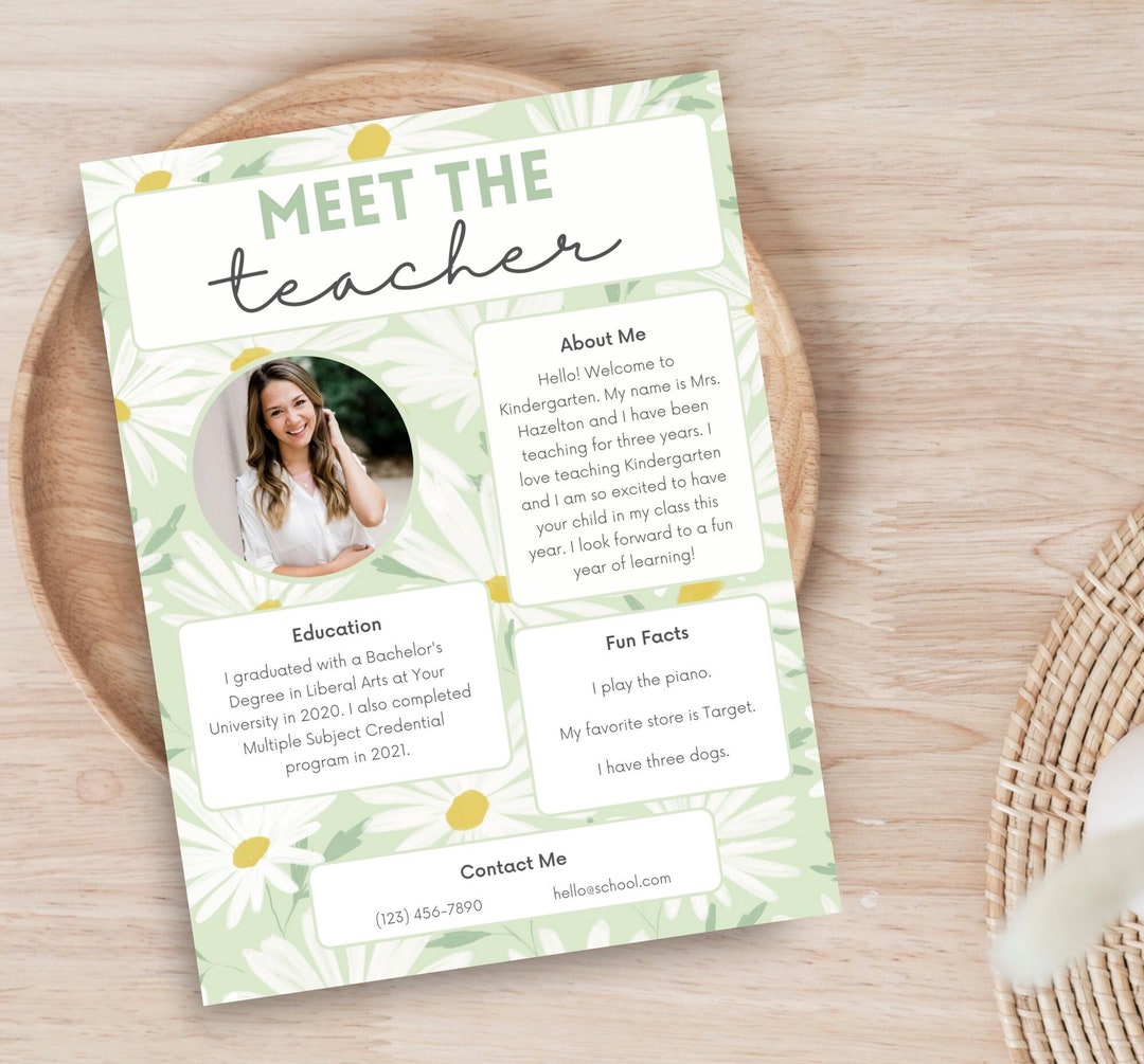 Meet the Teacher Introduction Letter Meet the Student Teacher Form ...